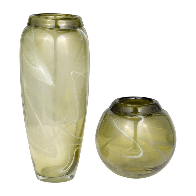 Ivy Bronx Irline Glass Vase Modern Decorative Sleek Glass Accent Contemporary Style Handcrafted ...